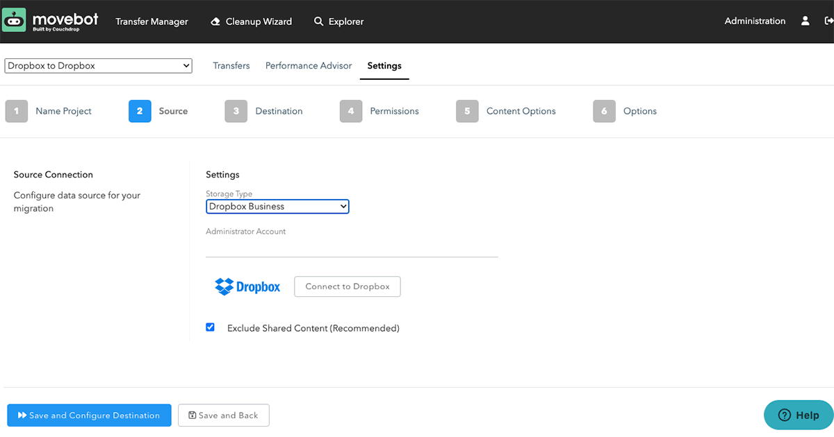 Migrating between Dropbox accounts | Movebot - Data Agility & Insights